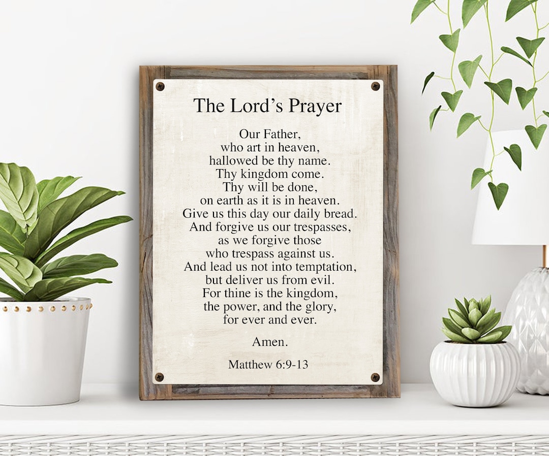 The Lord's Prayer Metal Print on Reclaimed Wood Frame-matthew 6:9-13 - Etsy