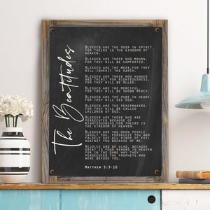 Beatitudes Metal Print on Reclaimed Wood Frame-Matthew 5:3-10 | Etsy