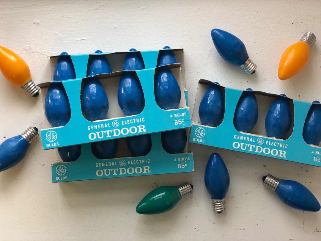 Vintage GE General Electric Blue Colored Outdoor Christmas Lamps, Set ...