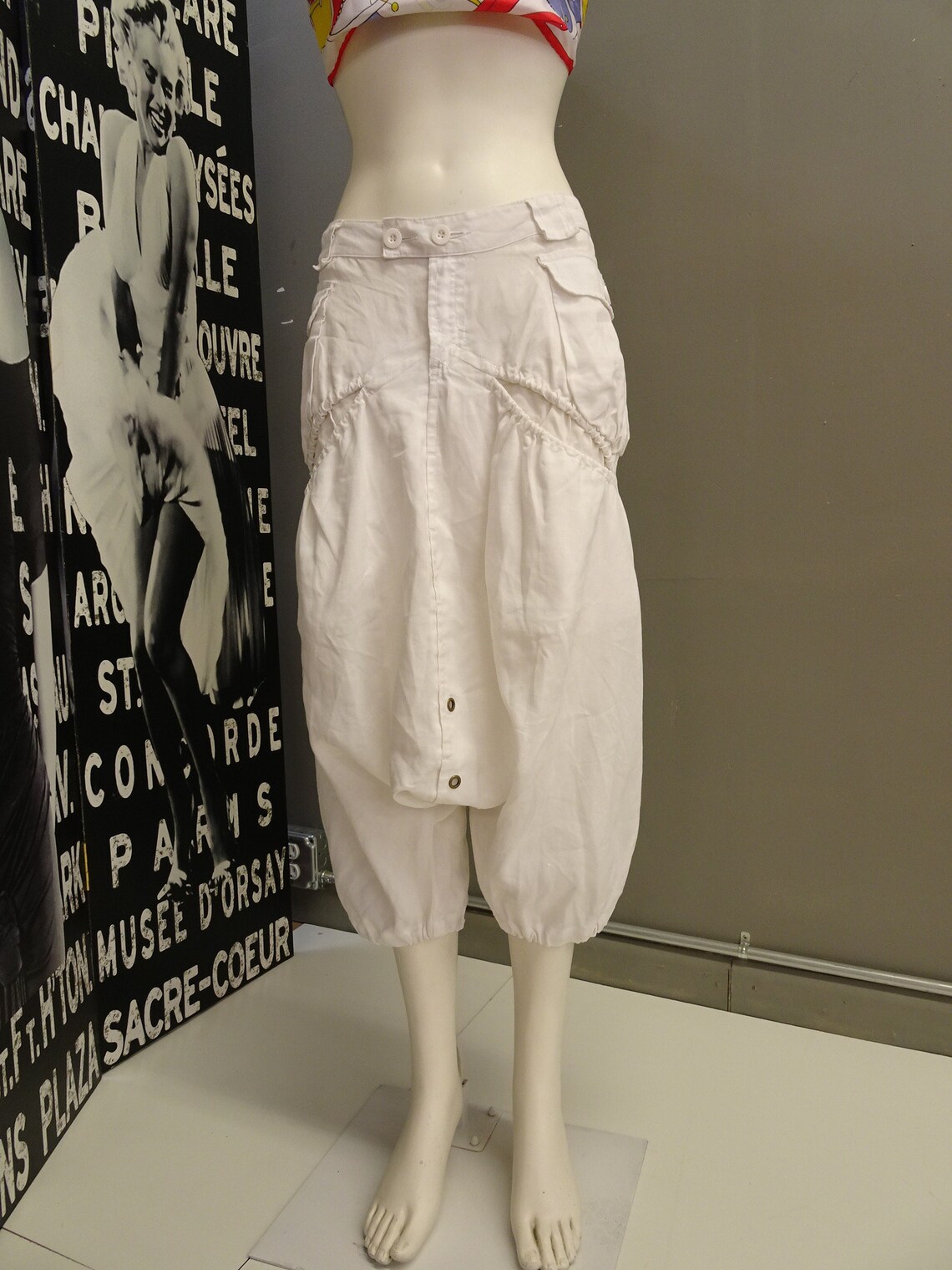 White Linen Knickerbocker Pants Vintage Desigual - Etsy