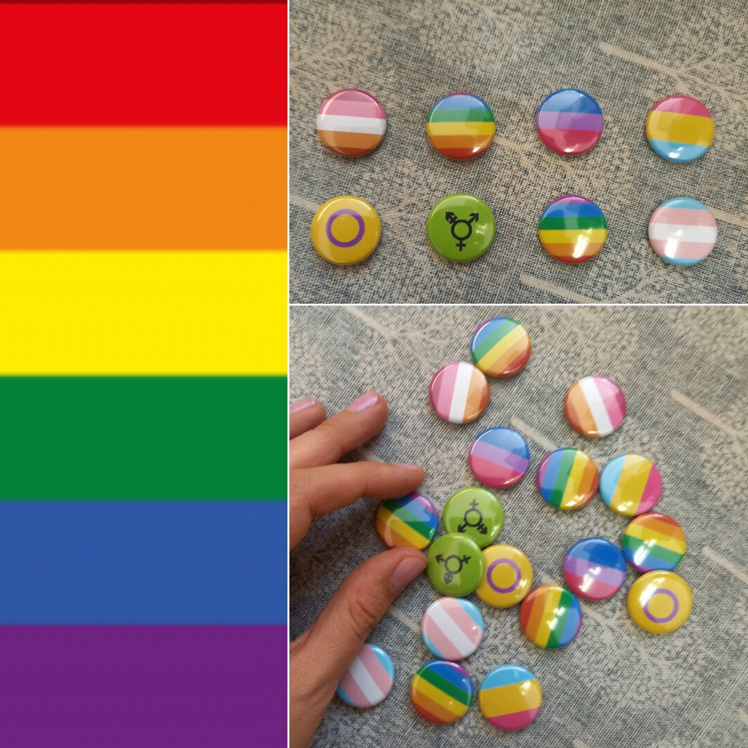 LGBTQ Button Pin Badge Rainbow Pride Flag - Etsy