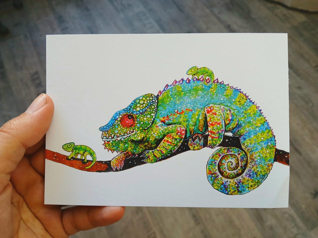 Postcard "chameleon" - Etsy UK
