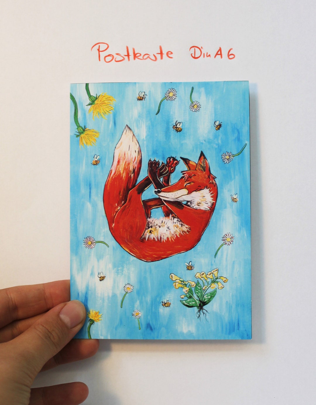 Postcard "fox in Spring" Spring Greetings - Etsy