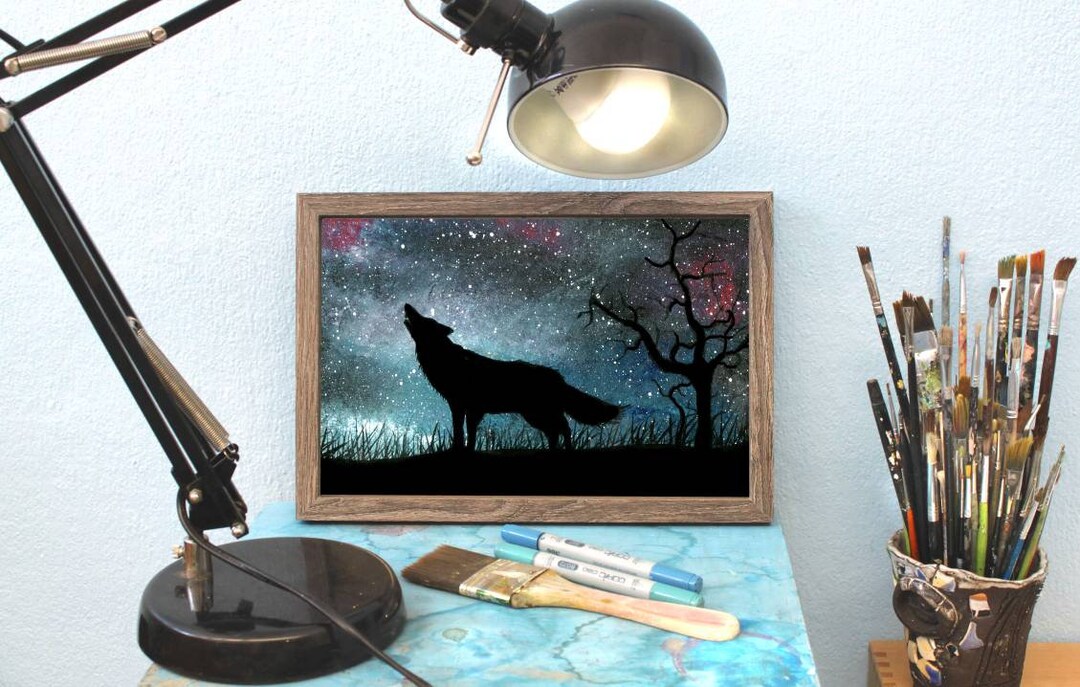 Art Print Din A4 "wolf Starry Sky" - Etsy