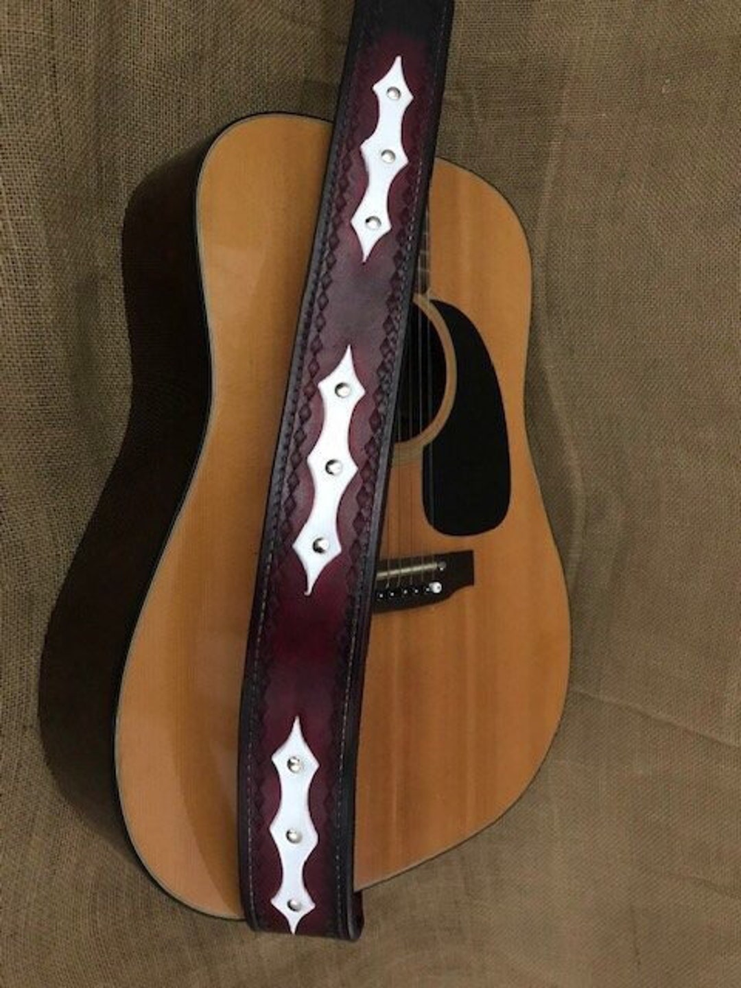 Tri-color All Leather Guitar Strap - Etsy