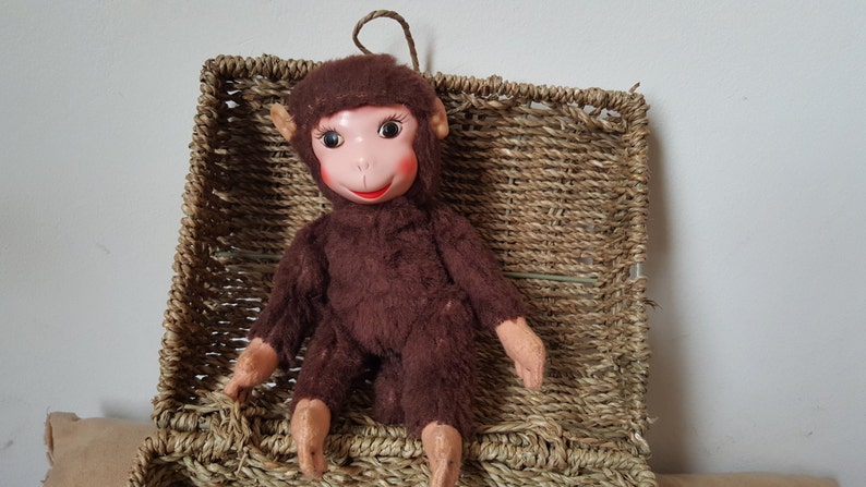 Vintage Plush Monkey, Plush, Rubber Face Schuco Monkey, Stuffed Vintage ...