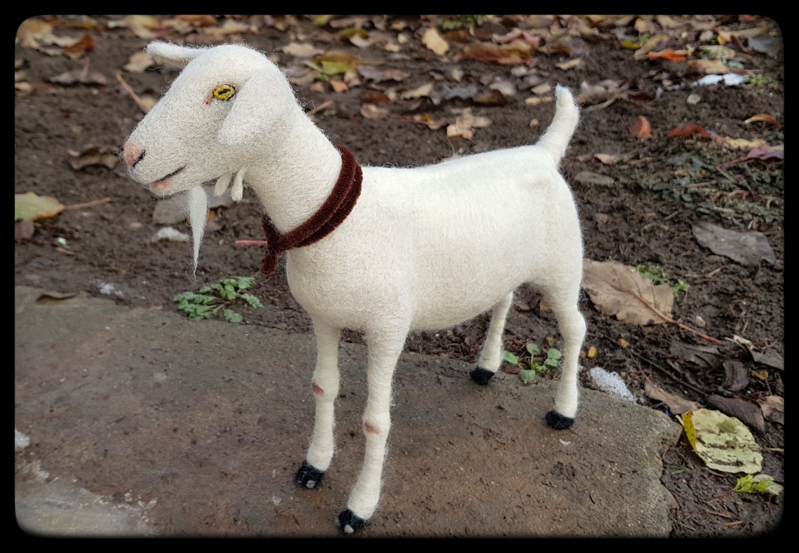 Needle Felted Goat Soft Sculpture White Goat Pure Wool Goat - Etsy