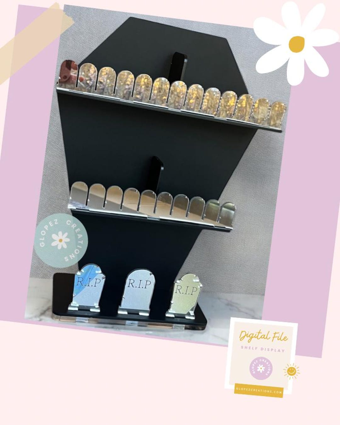 DIGITAL FILE- Coffin-shaped Display Stand With Tombstones | Digital ...