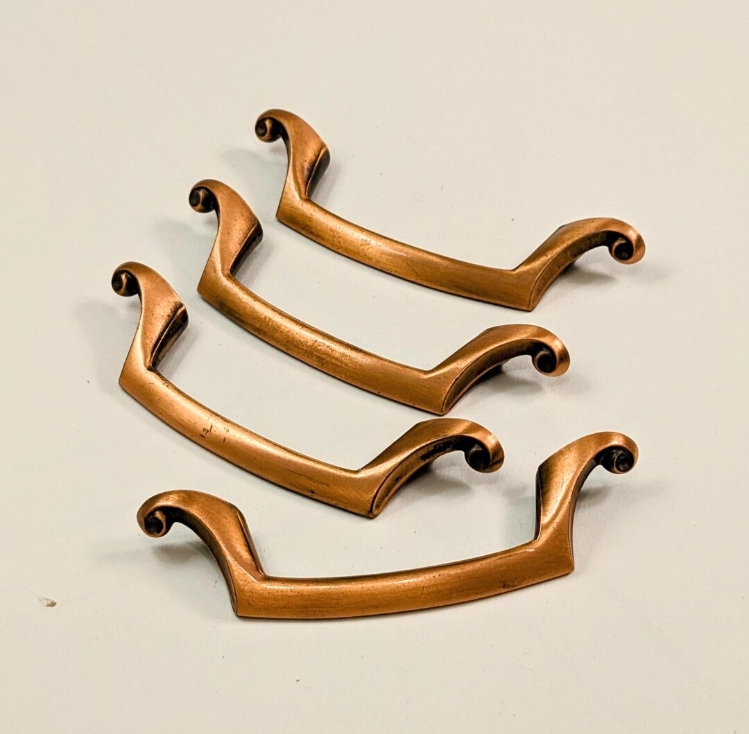 Set of 4 Brushed Copper Drawer Cabinet Furniture Pulls 3" Centers ...