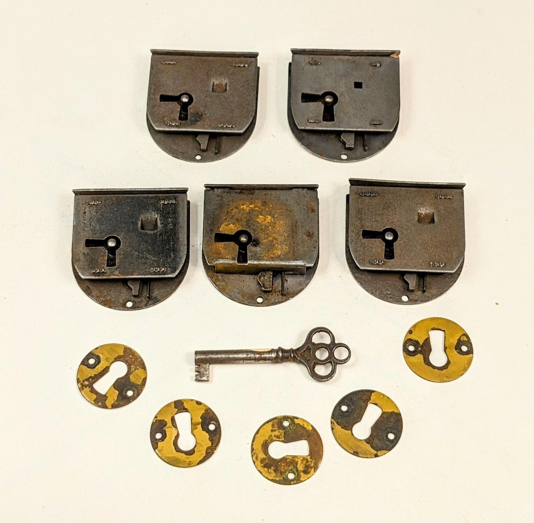 Set of 5 Matching Half Mortise Drawer Locks With Skeleton Key - Etsy