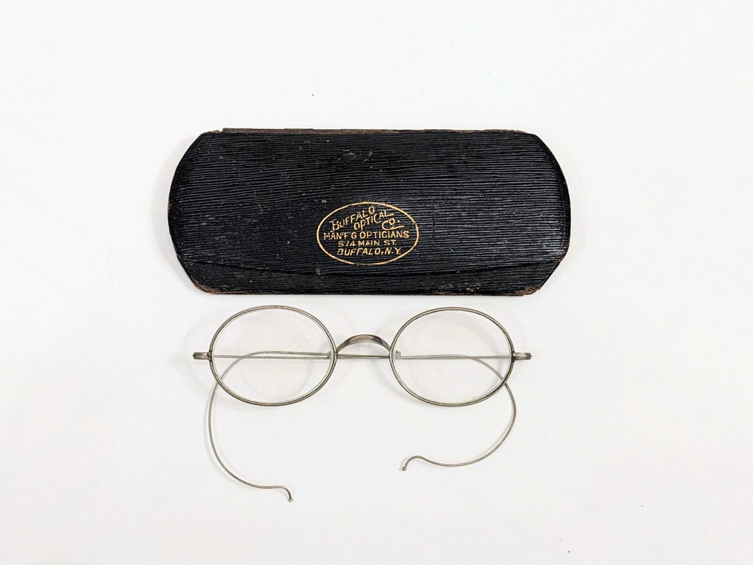 Antique Child's Wire Rim Spectacles Eyeglasses With Case | Buffalo ...