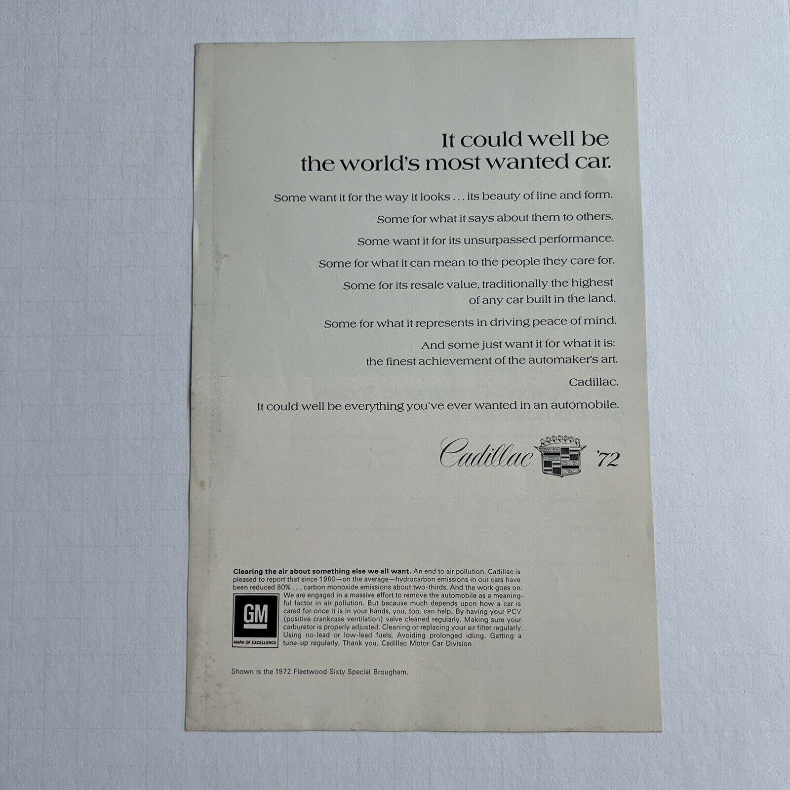Vintage 1972 Cadillac Fleetwood Sixty Special Brougham Blue Two Page ...