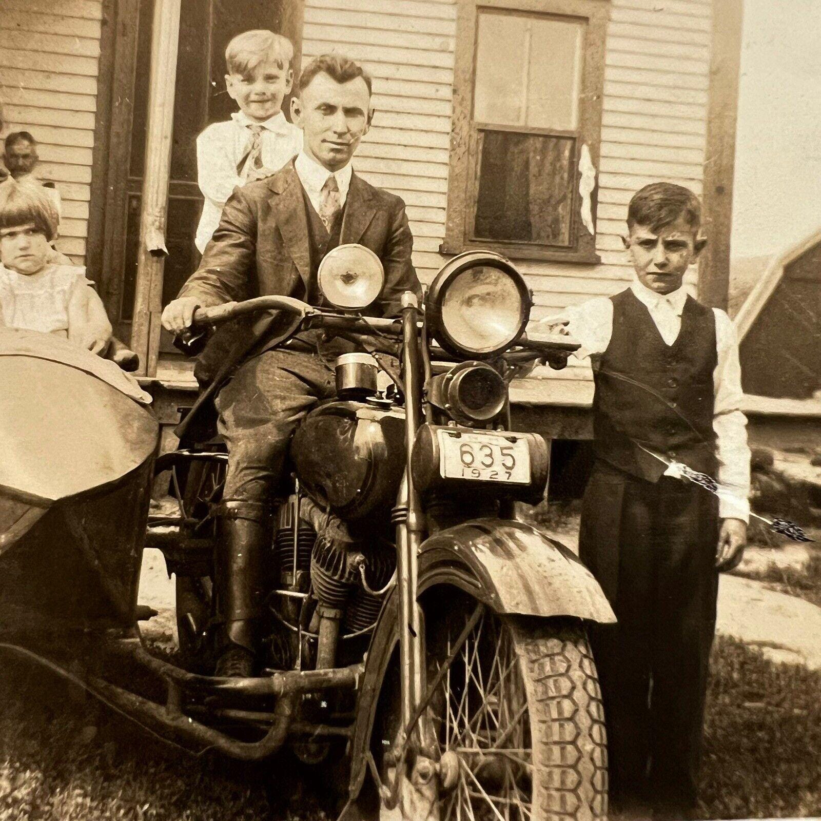 Antique 1920s Photo Harley Davidson Motorcycle Sidecar Berlin NH French ...