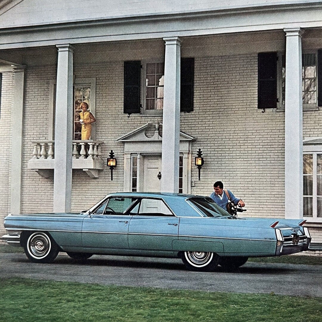 Vintage Cadillac Blue Car Color Advertisement Ad Early Morning Golfer ...