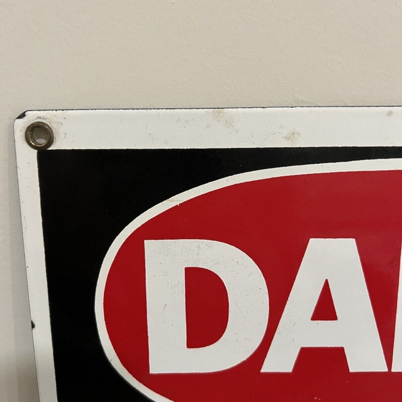 Vintage Power Danger High Voltage Porcelain Enamel Metal Sign Man Cave ...