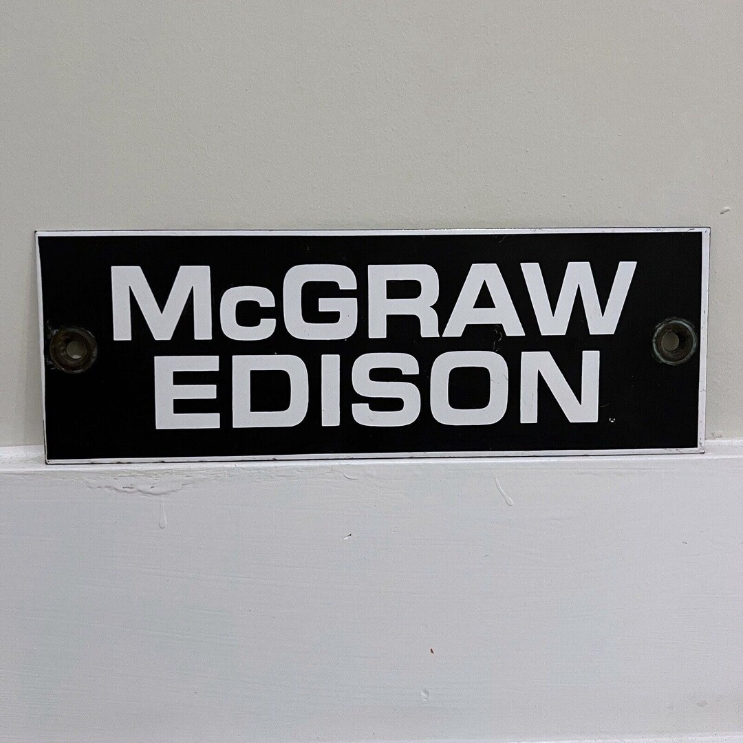 Vintage Small Mcgraw Edison Porcelain Enamel Metal Sign Black White Man ...