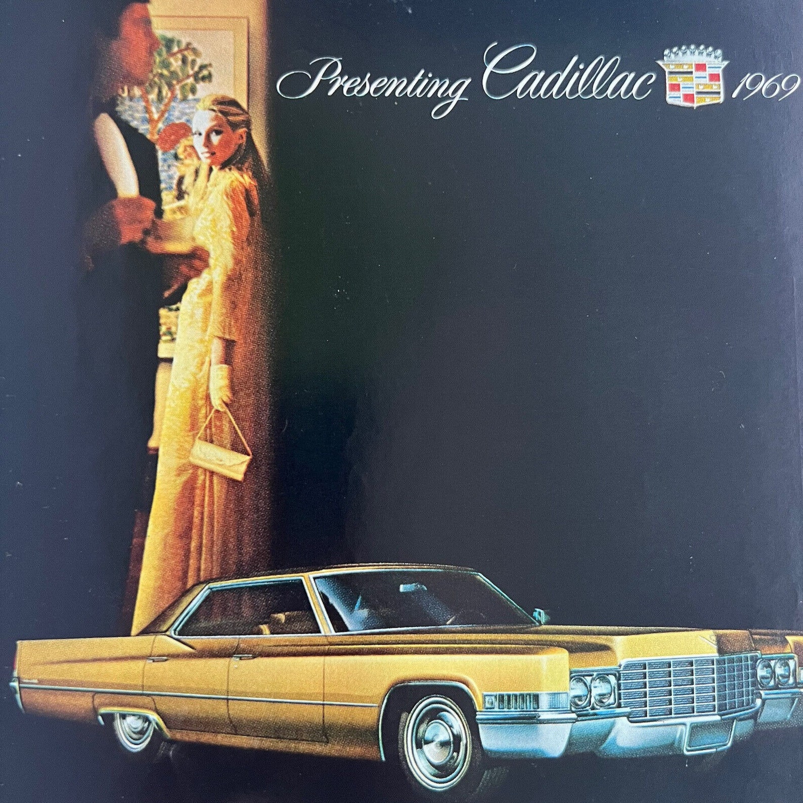 Vintage 1969 Cadillac Gold Sedan Color Advertisement Ad Black ...