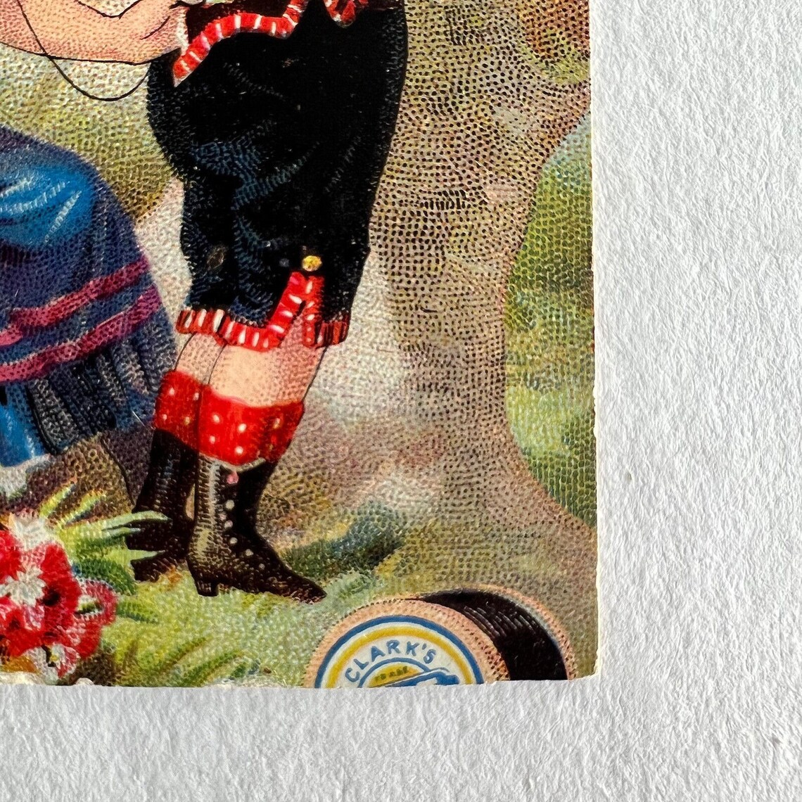 Victorian Trade Card Clarks ONT Spool Cotton Blonde Girl Sewing Jacket ...