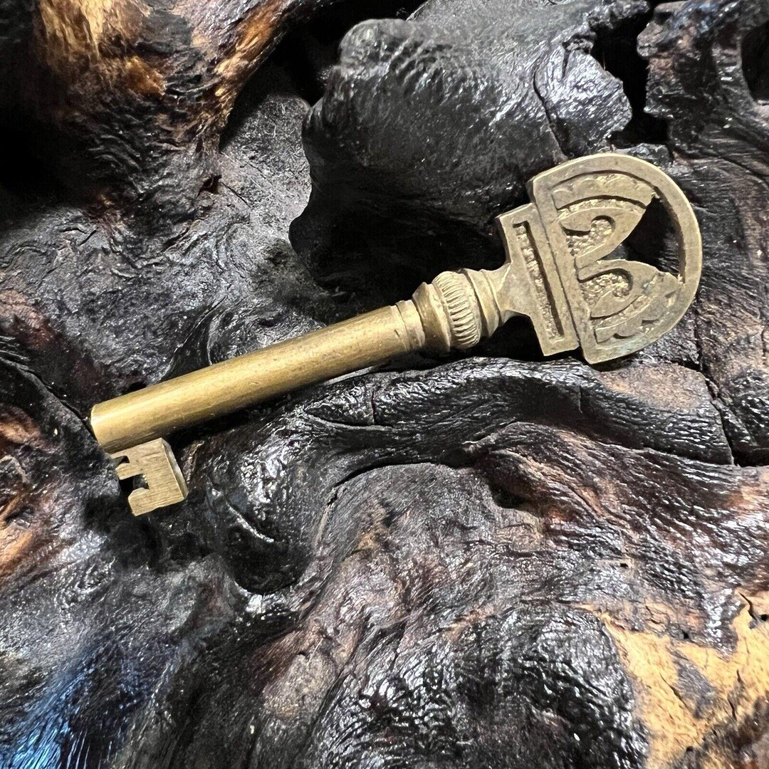 Vintage Eastlake Skeleton Key 2.75" Cabinet Bureau Brass Open Barrel ...