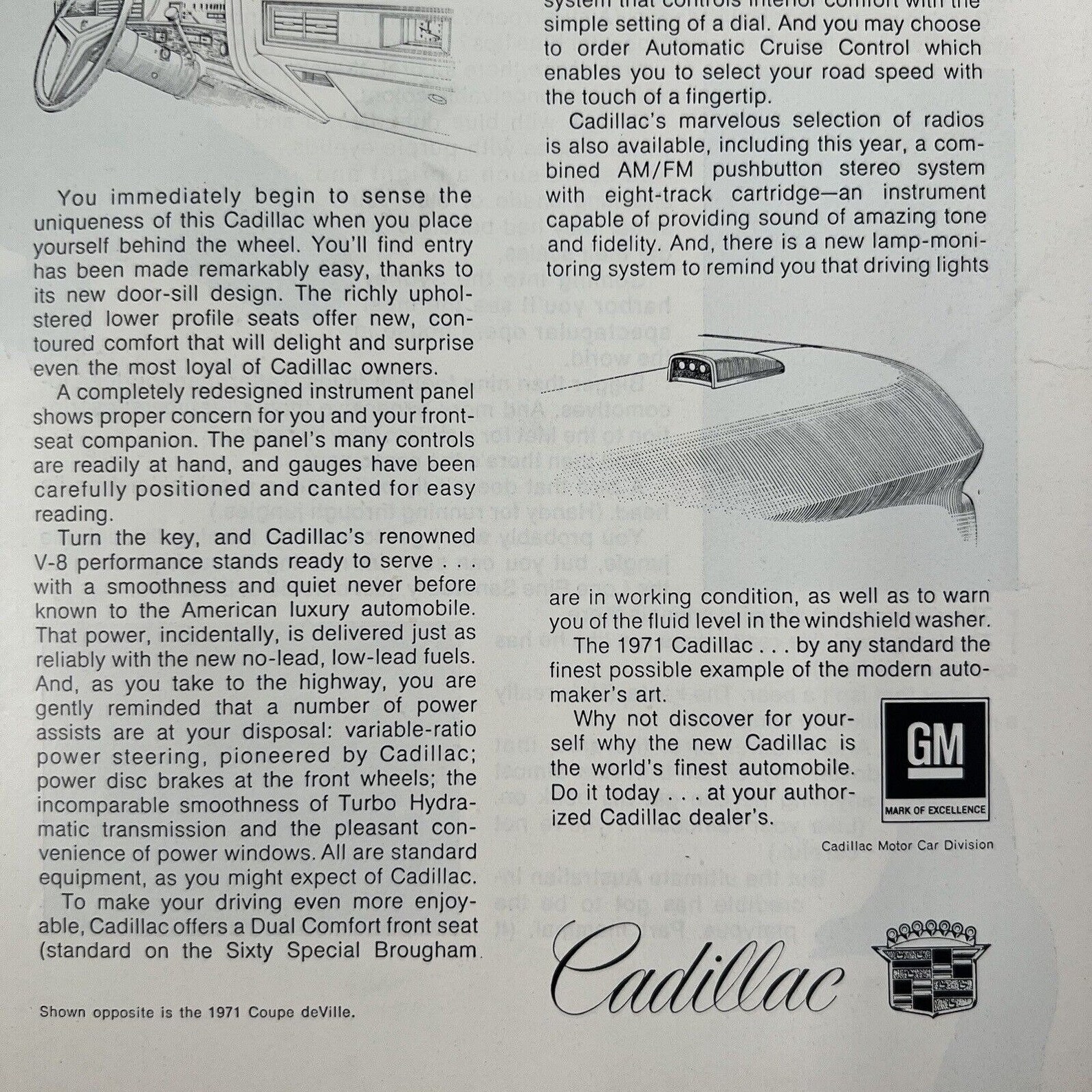 Vintage 1971 Cadillac Coupe Deville Blue Two Page Layout Color ...