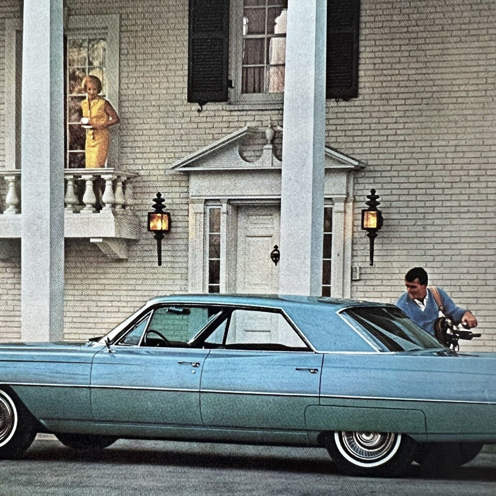 Vintage Cadillac Blue Car Color Advertisement Ad Early Morning Golfer ...