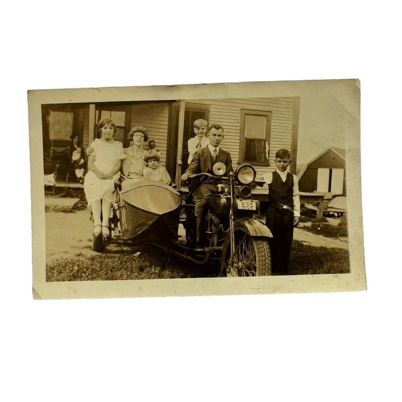 Antique 1920s Photo Harley Davidson Motorcycle Sidecar Berlin NH French ...