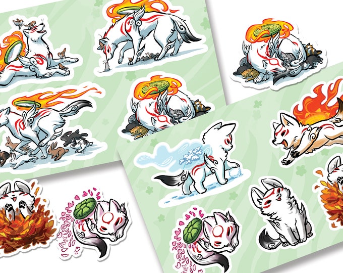 Okami Shiranui Sticker Solar Flare Sunset Extra Large 3.5 in X 3.7 in ...