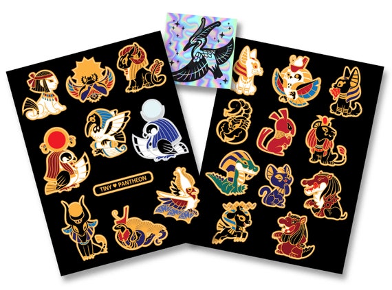 TINY PANTHEON Pin Art Sticker Sheets. Metallic Vinyl Egyptian - Etsy
