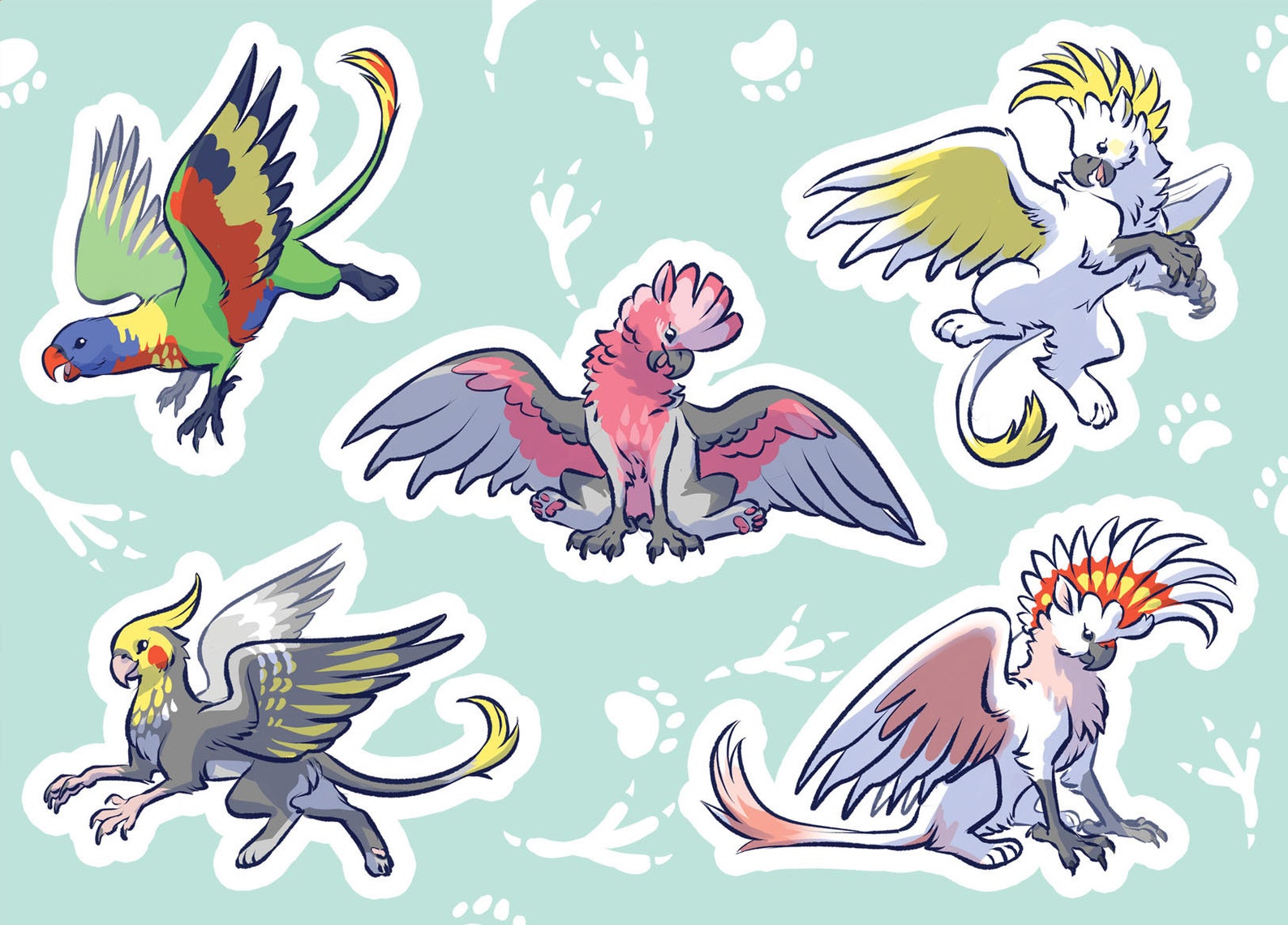 Australian Parrot Griffin Sticker Sheets - Etsy