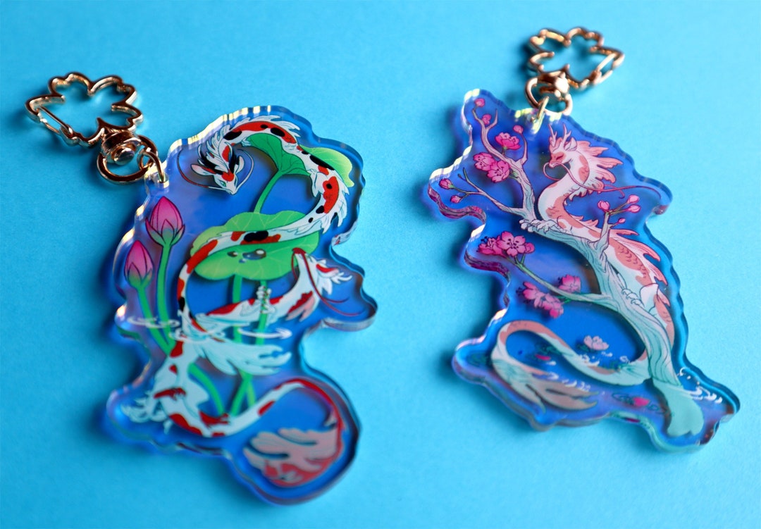 Koi Dragon Holo Acrylic Keychains - Etsy