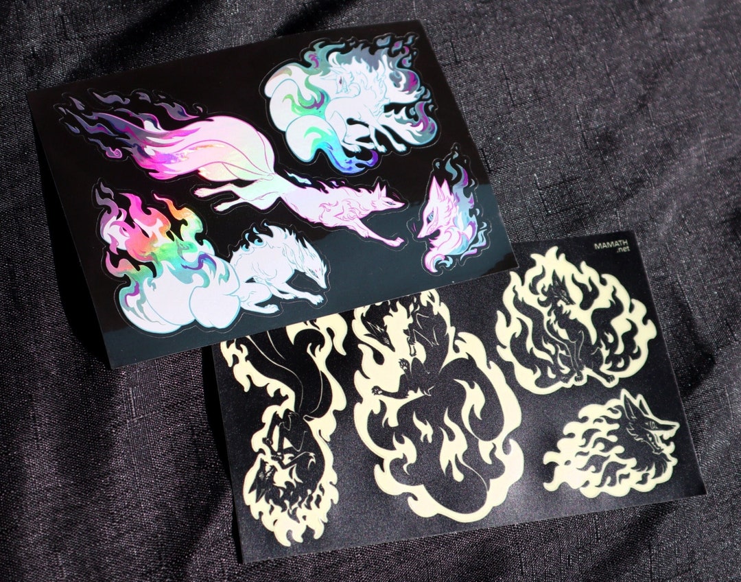 SPOOK Ghost Fox Sticker Sheet Set Holographic / Glow in the Dark - Etsy