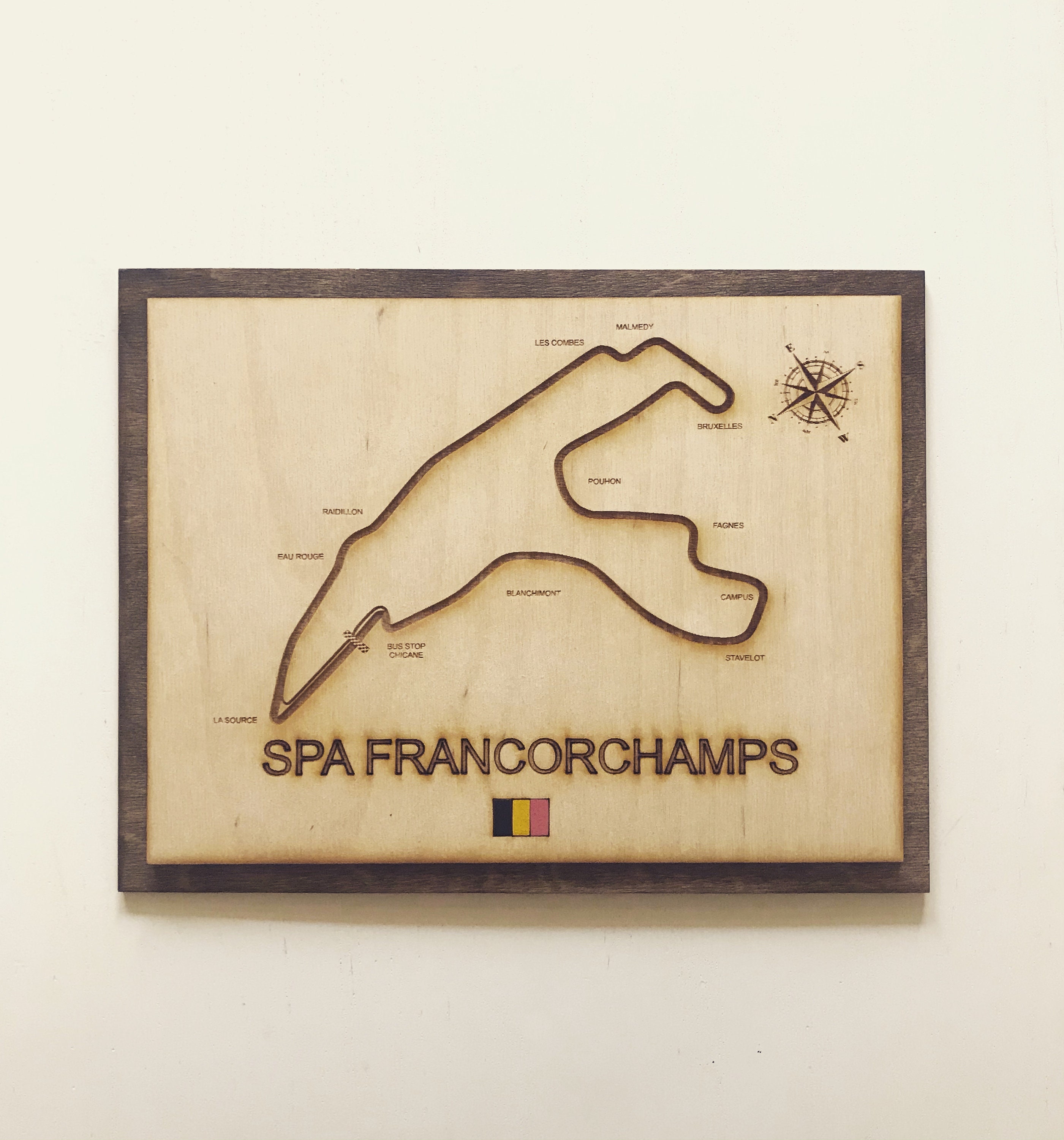 Wood engraved Spa track poster /race track poster/ F1 Wall | Etsy