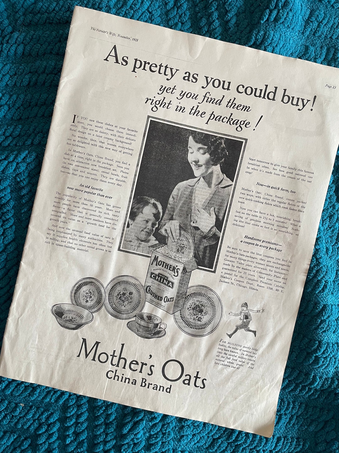 Vintage Food Advertisement | MOTHER'S OATS | Vintage Oatmeal Ad ...