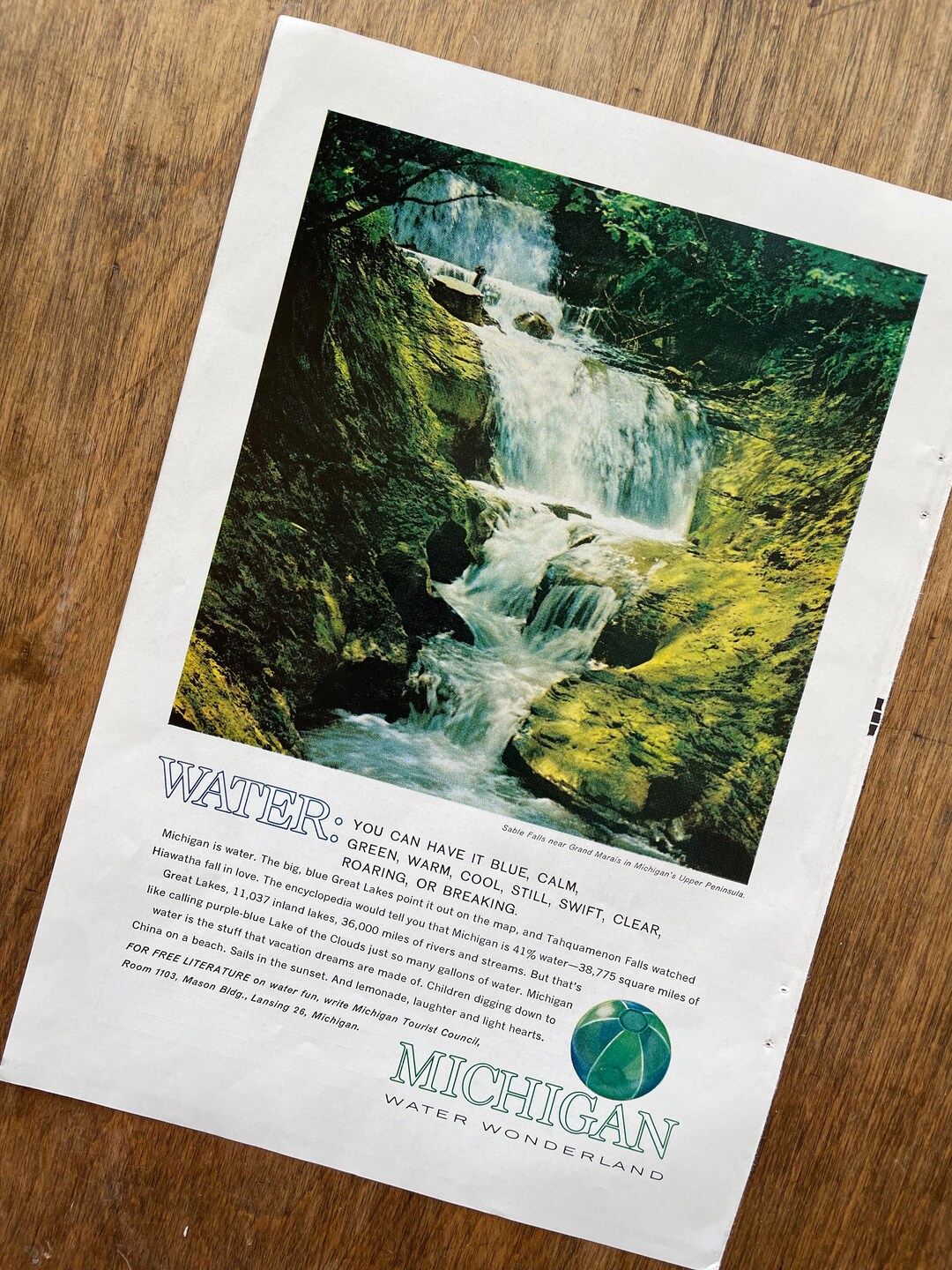 Vintage Michigan Ad | 1960s Travel Ad | National Geographic Wall Art ...