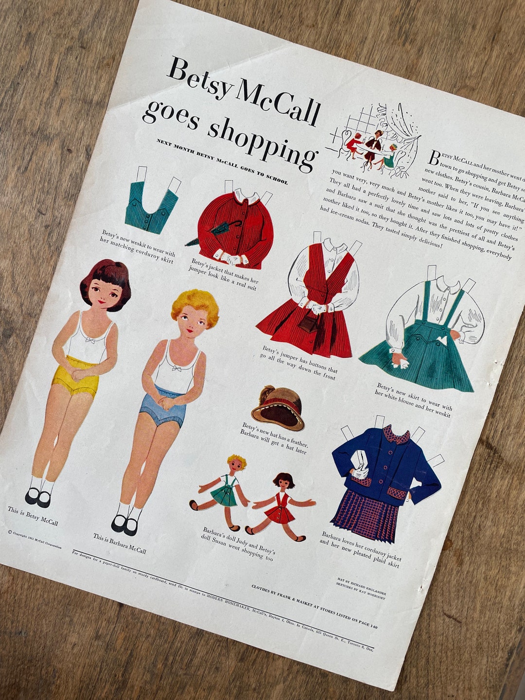 Vintage Betsy Mccall Paper Doll Betsy Mccall Goes Shopping 1950s ...
