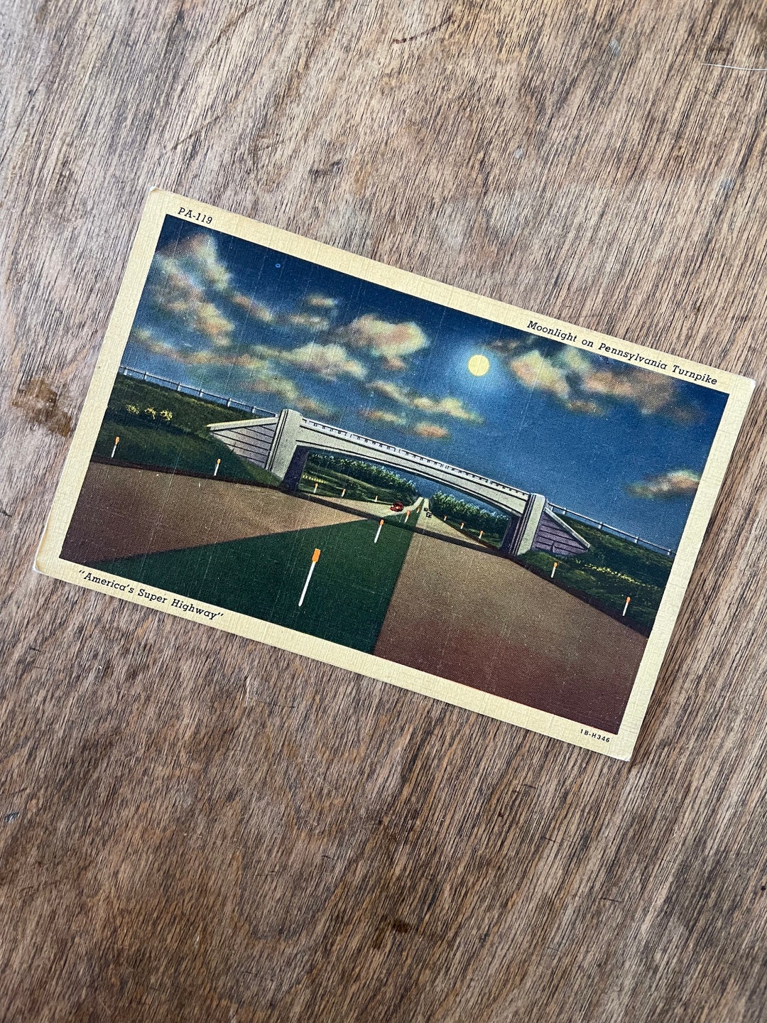 Vintage Postcard | Moonlight on Pennsylvania Turnpike | 1940s Postcards ...