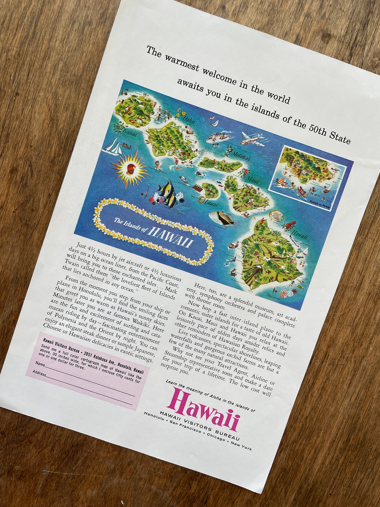 Vintage Hawaii Travel Ad From National Geographic | Vintage Map of ...