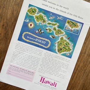 Vintage Hawaii Travel Ad From National Geographic | Vintage Map of ...