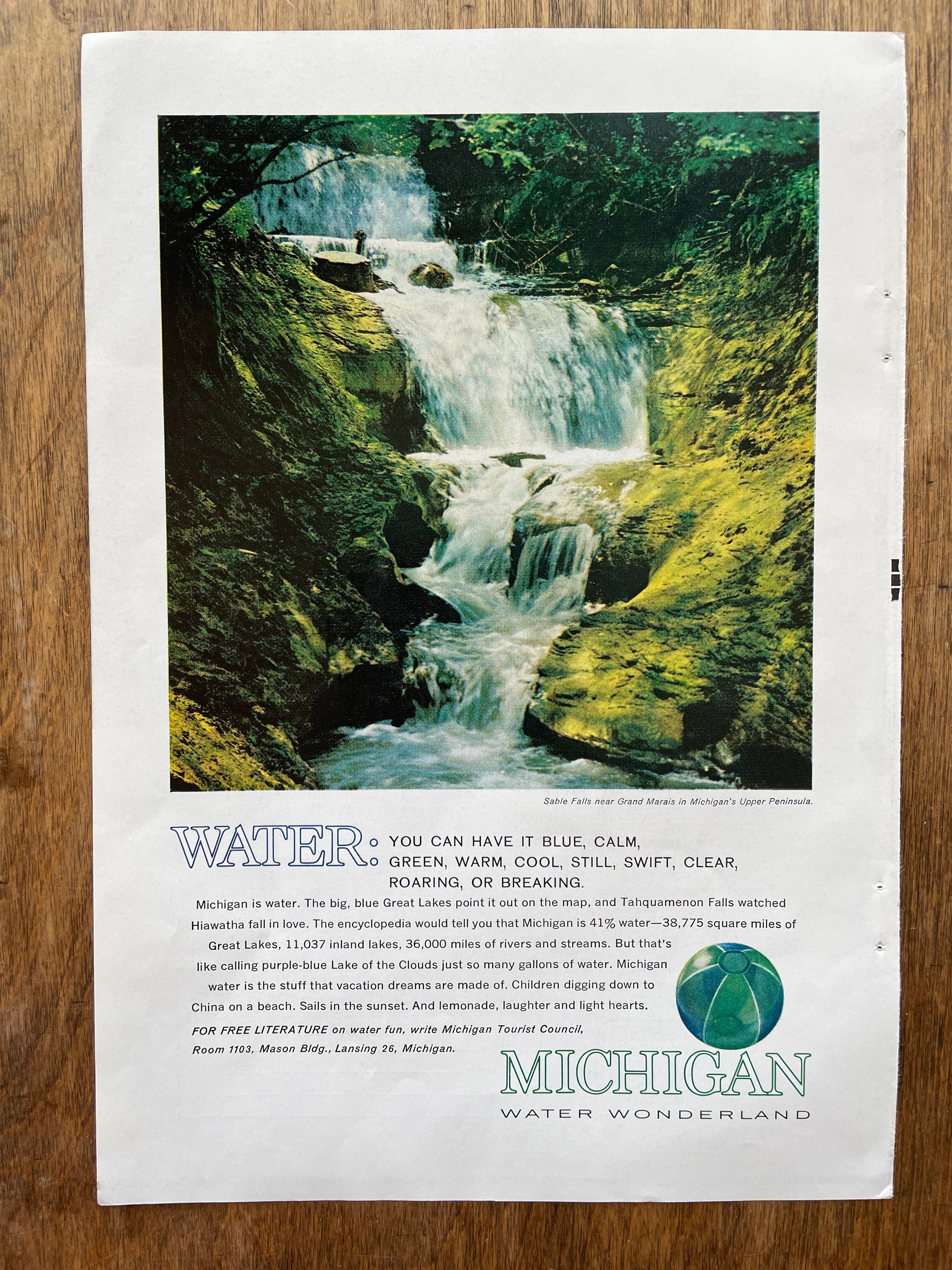 Vintage Michigan Ad 1960s Travel Ad National Geographic Wall Art ...