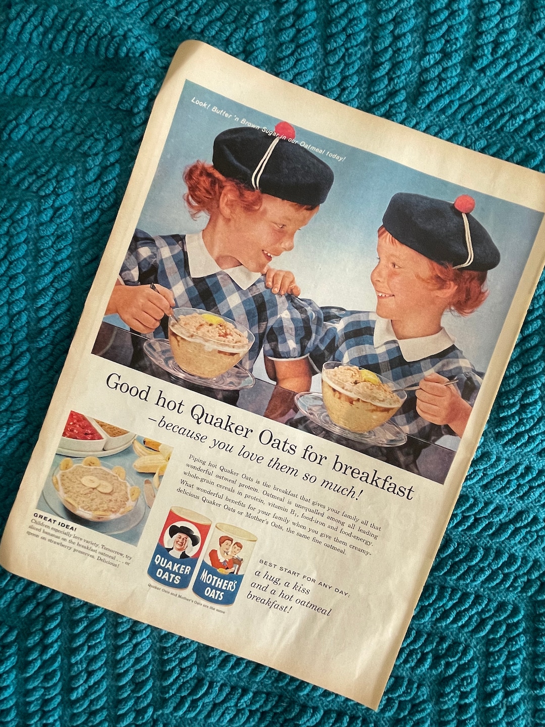 Vintage Food Advertisement | QUAKER OATS | Vintage Oatmeal Ad | Mother ...