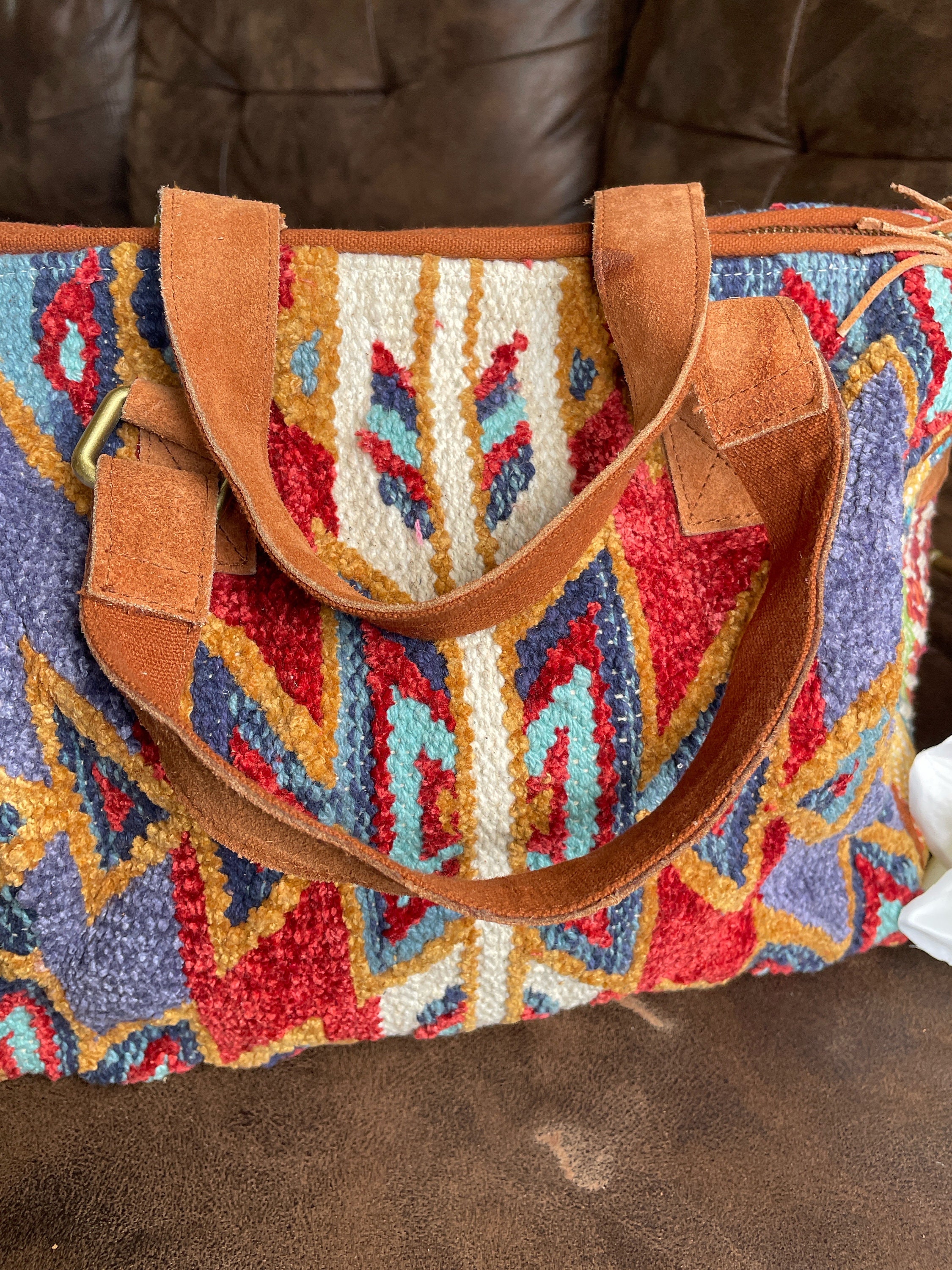 Handmade Ethnic Belmont Boston Bag / Woven Ethnic Motif Boston Bag - Etsy