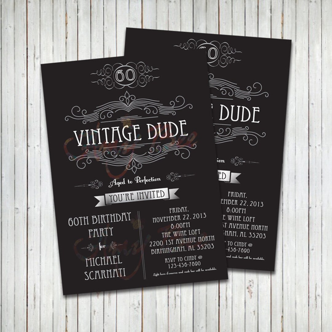 Vintage Dude Invitation - Man - Birthday - Printable - Etsy