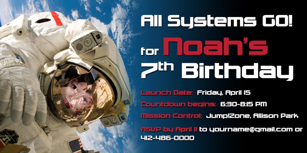 Space, NASA, Astronaut Birthday Invitation - Printable - Etsy