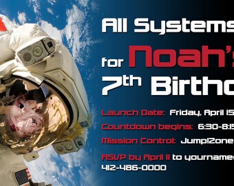 NASA Invitation Kids Astronaut Birthday Invitation Printable Template ...