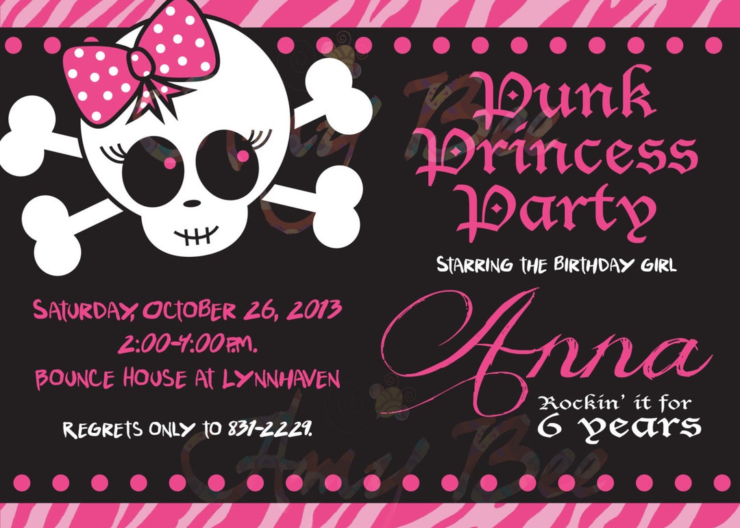 Punk Rock Princess Invitation - Printable - Etsy
