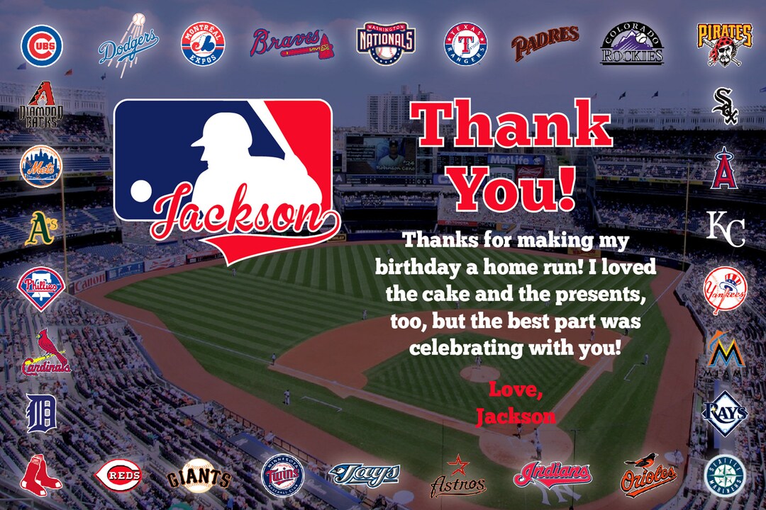 MLB Thank You Note - Printable - Etsy