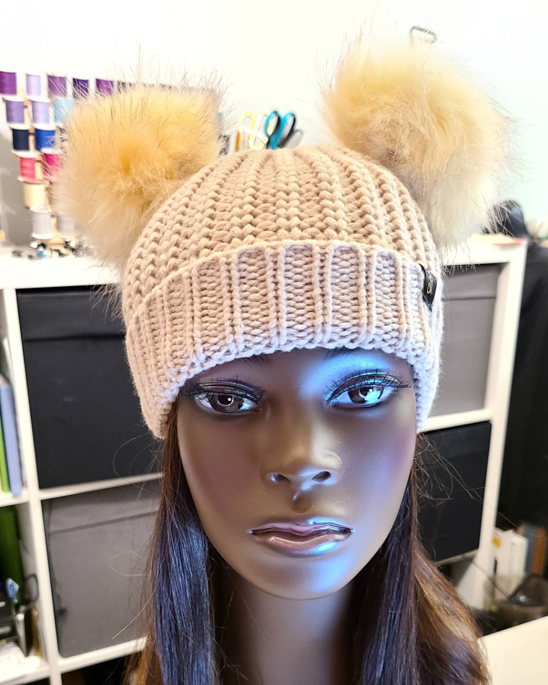 Kids Satin Lined Beanie With Two Puffs - Etsy