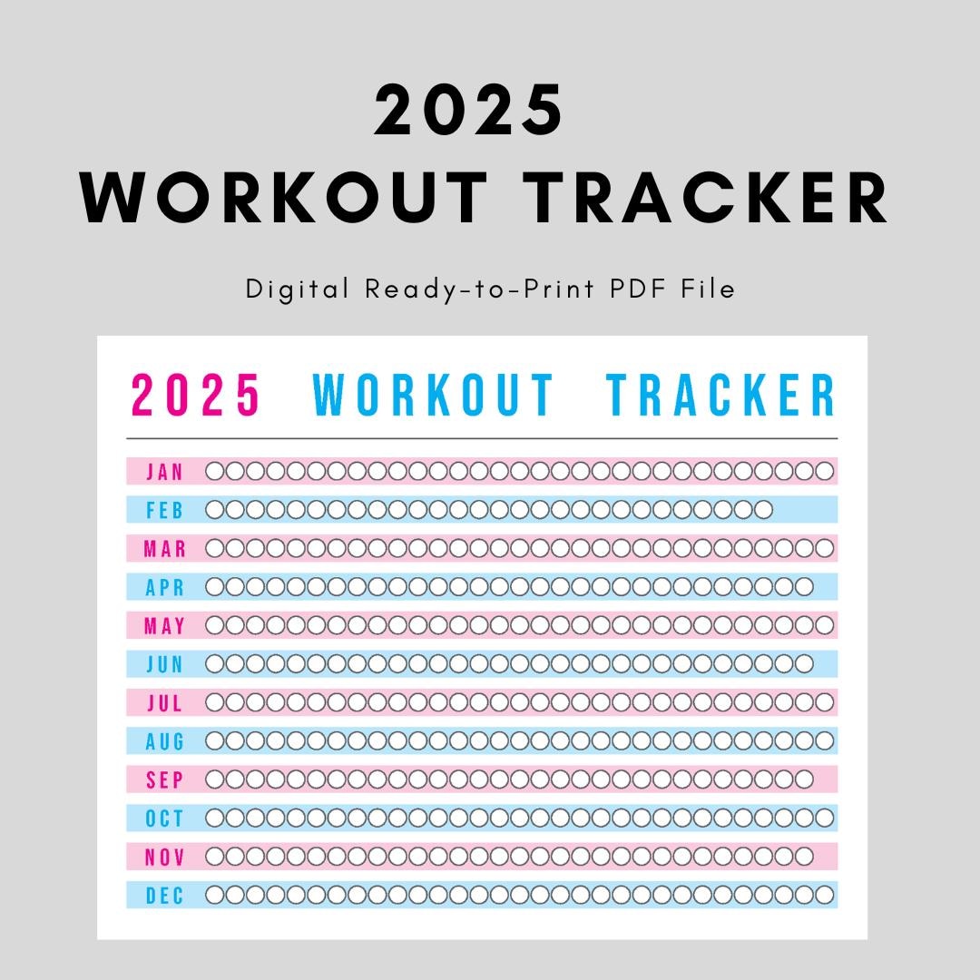2025 Workout Tracker Sheet Planner Printable PDF Digital Download ...
