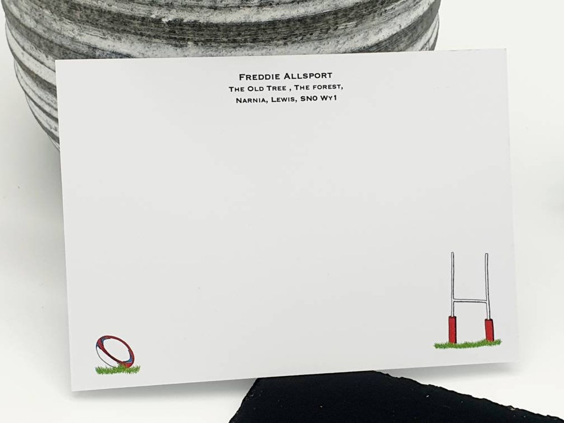 Personalised Rugby thank you cards pack of 10 | Etsy