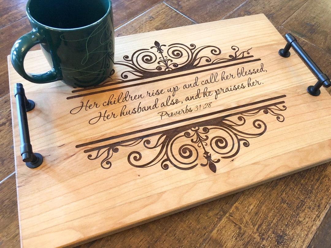 Proverbs 31 Scripture Engraved Wooden Charcuterie Tray With Handles ...